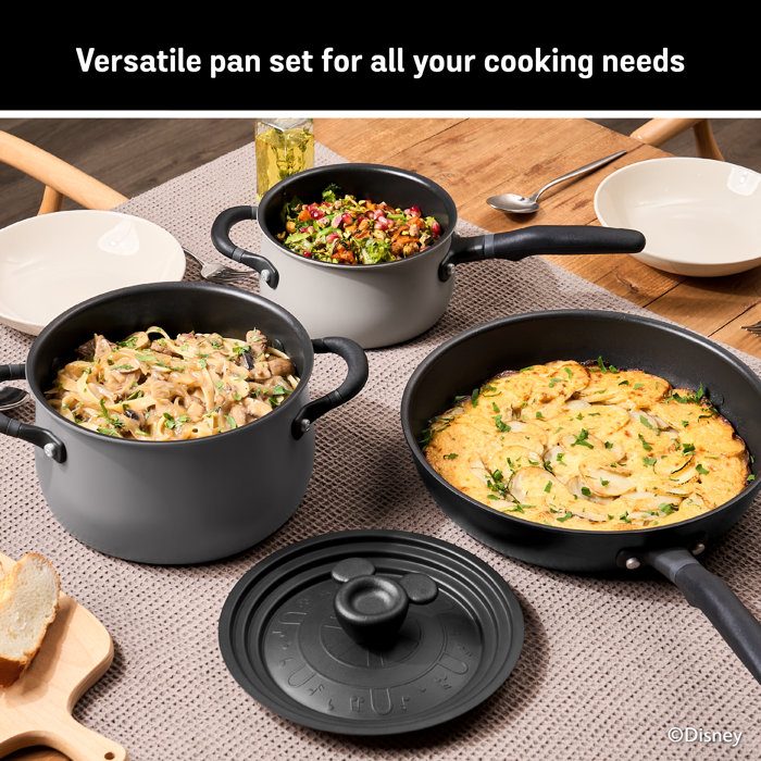 Disney 100 Nonstick Induction Cookware Essentials Set, 4 Piece, Steamboat Willie Edition ...